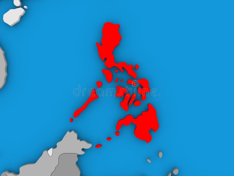 Philippines in Red on Globe Stock Illustration - Illustration of ...