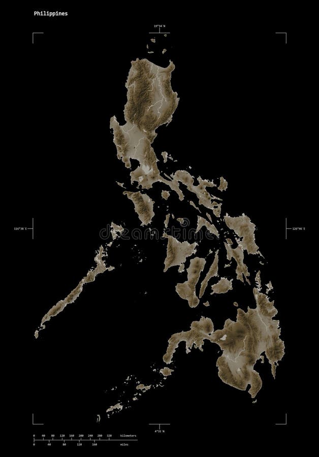 Philippines Shape on Black. Sepia Stock Illustration - Illustration of ...