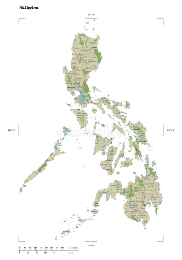 Philippines Shape on Black. Topo German Stock Illustration ...
