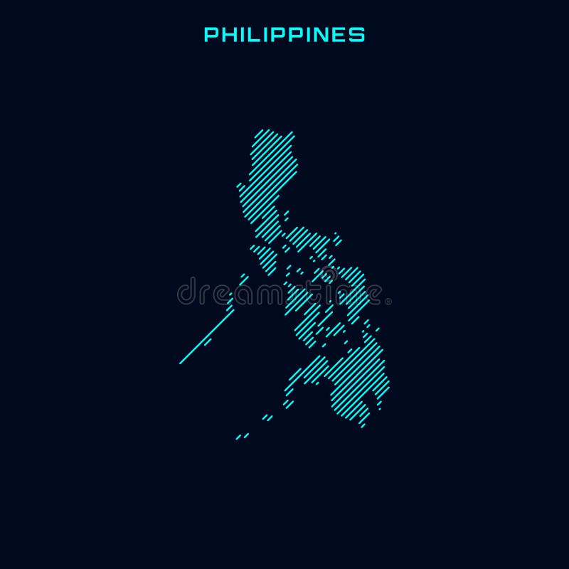 Philippines Striped Map Vector Design Template with Blue Background ...