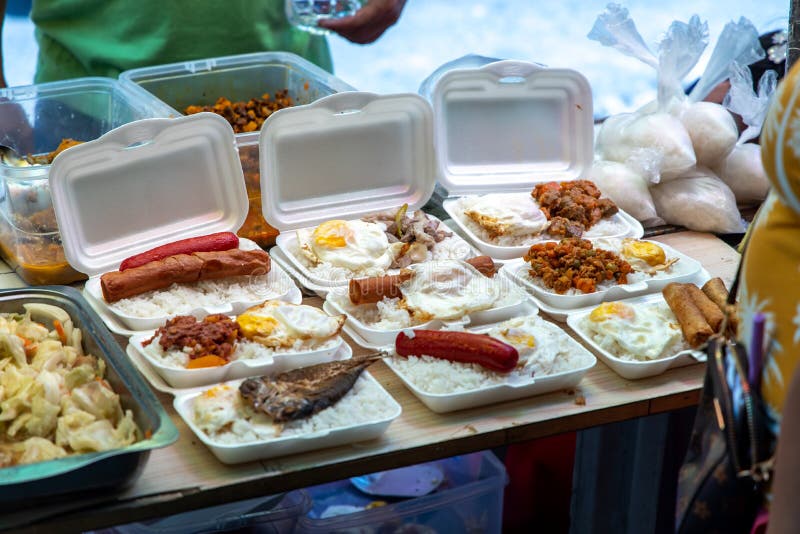 Philippines Style Lunch Box Stock Photo - Image of meal, fork: 153352906