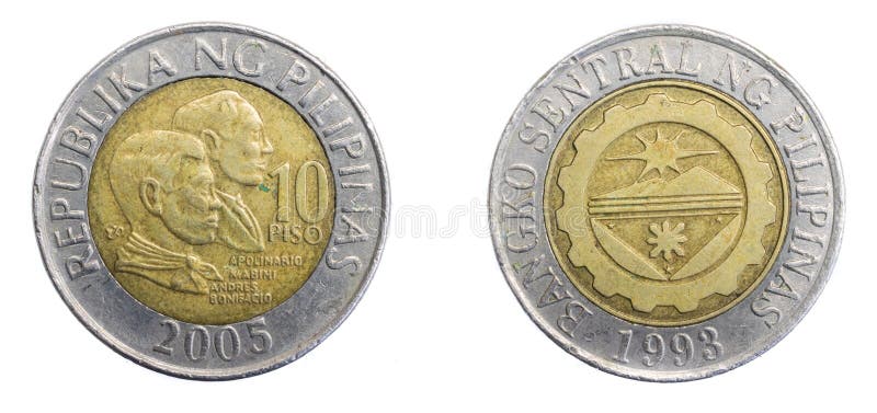 Philippines One Piso Coin on White Isolated Background Stock Image ...