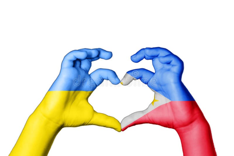 Philippines Ukraine Heart, Hand Gesture Making Heart Stock Photo ...