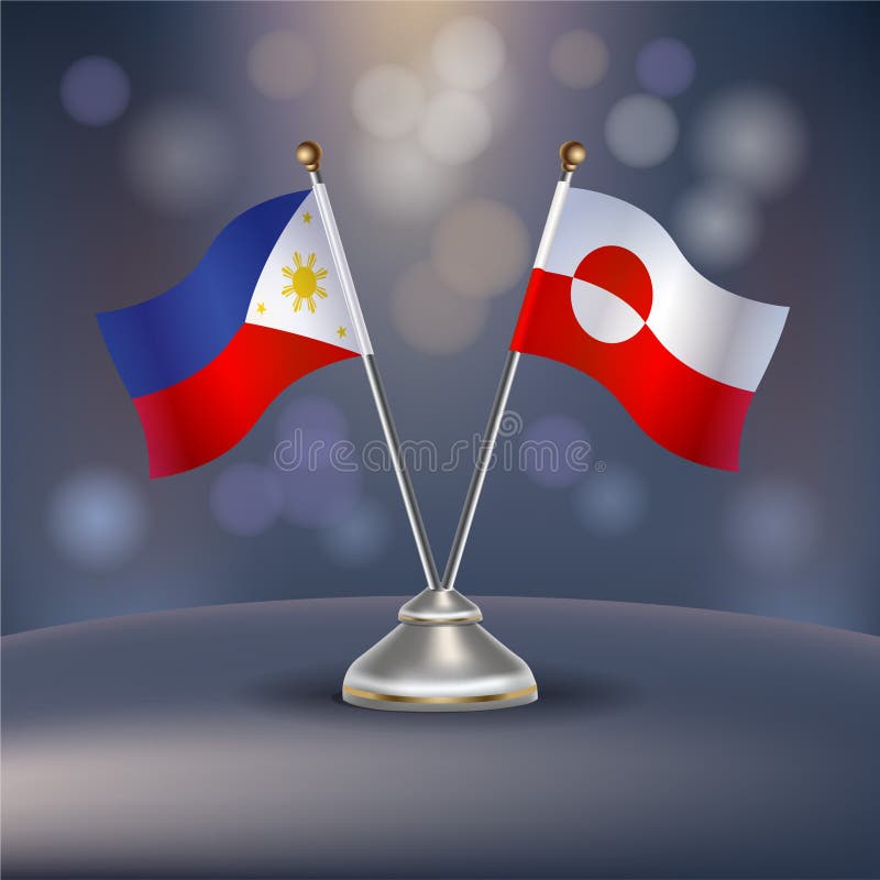 Philippines VS Greenland Flag Relation in a Stand on Table Stock Vector ...