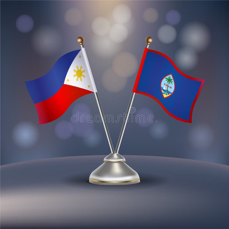 Philippines VS Guam Flag Relation in a Stand on Table Stock ...