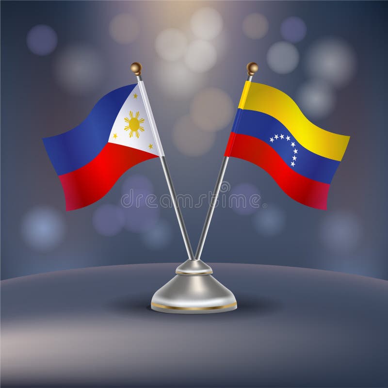 Philippines VS Venezuela Flag Relation in a Stand on Table Stock Vector ...