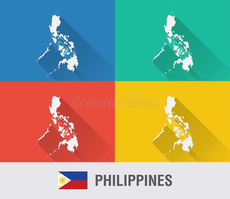 Philippines World Map in Flat Style with 4 Colors. Stock Vector ...