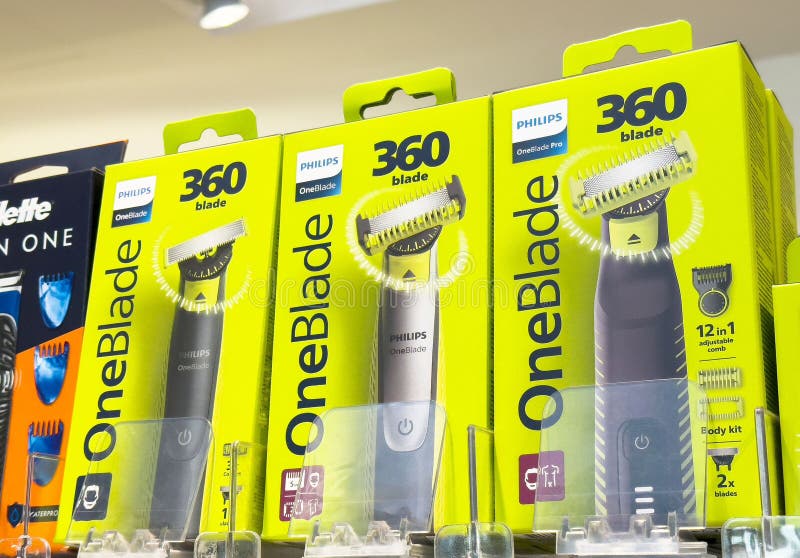 Philips Oneblade 360 Razor Packaging Display in Store with Bright Green ...