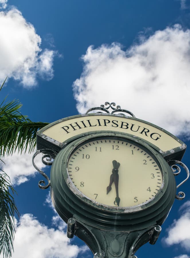 Philipsburg St. Maarten Clock Stock Image - Image of oclock ...