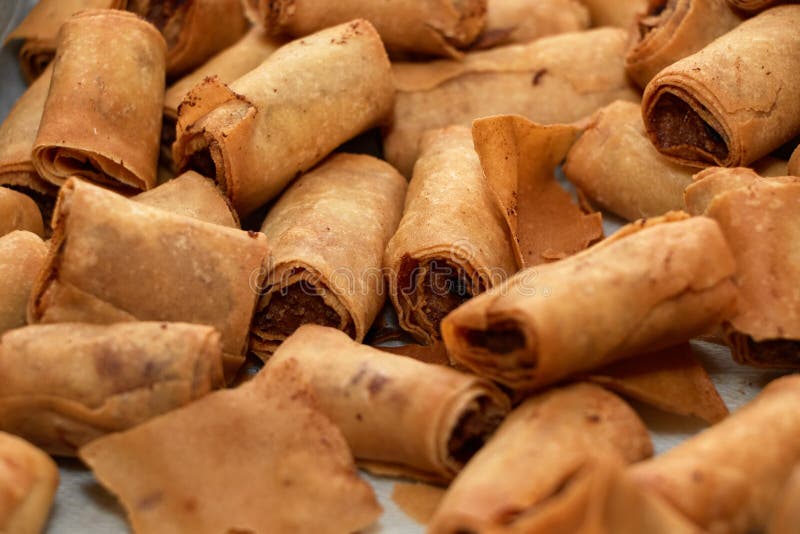 Phillipine Lumpia Fried Meat Rolls on a Platter Stock Image - Image of ...