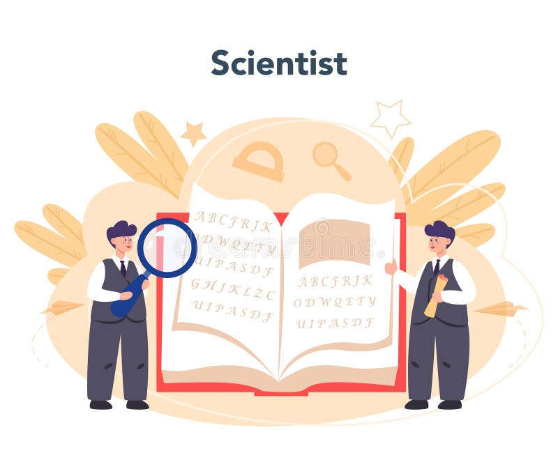 Philologist Concept. Professional Scientist Studying a Language Stock ...