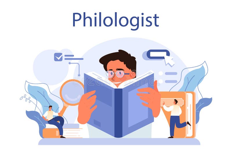 Philologist Concept. Professional Scientist Studying a Language Stock ...