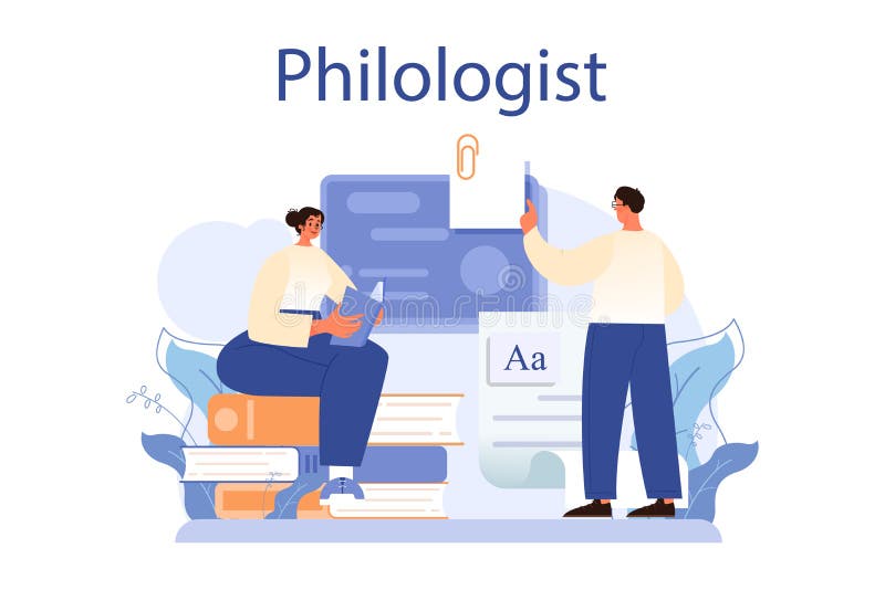 Philologist Concept. Scientific Study of Language, Its History Stock ...