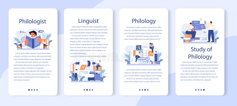 Philologist Mobile Application Banner Set. Scientific Study of Language ...