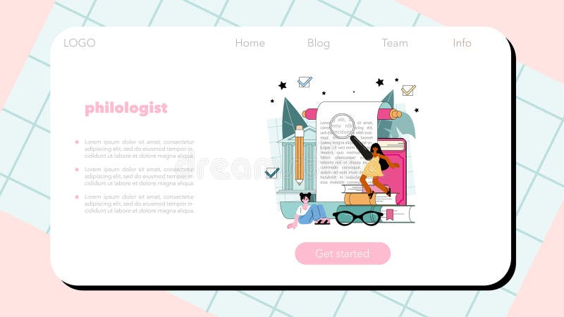 Philologist Web Banner or Landing Page. Scientific Study of Language ...