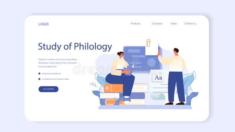 Philologist Web Banner or Landing Page. Scientific Study of Language ...