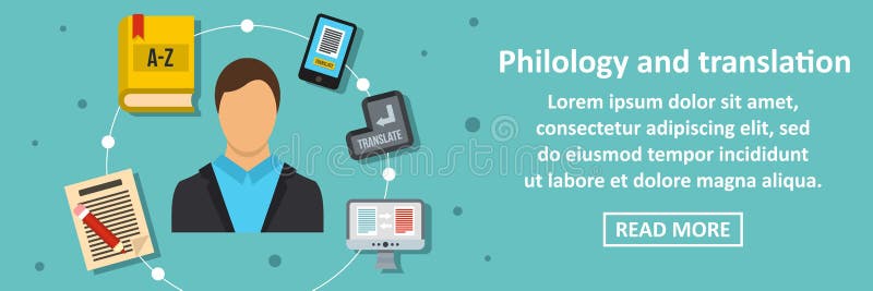 Philology and Translation Banner Horizontal Concept Stock Vector ...
