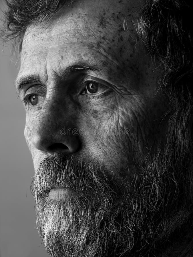 Philosopher - Pensive Man with Beard Portrait Stock Image - Image of ...