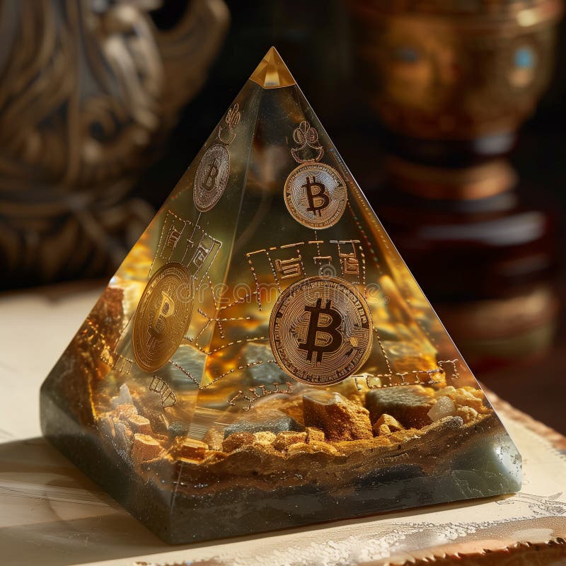 Philosophers Stone Pyramid Shape with Bitcoin Symbol. by Generative Ai ...