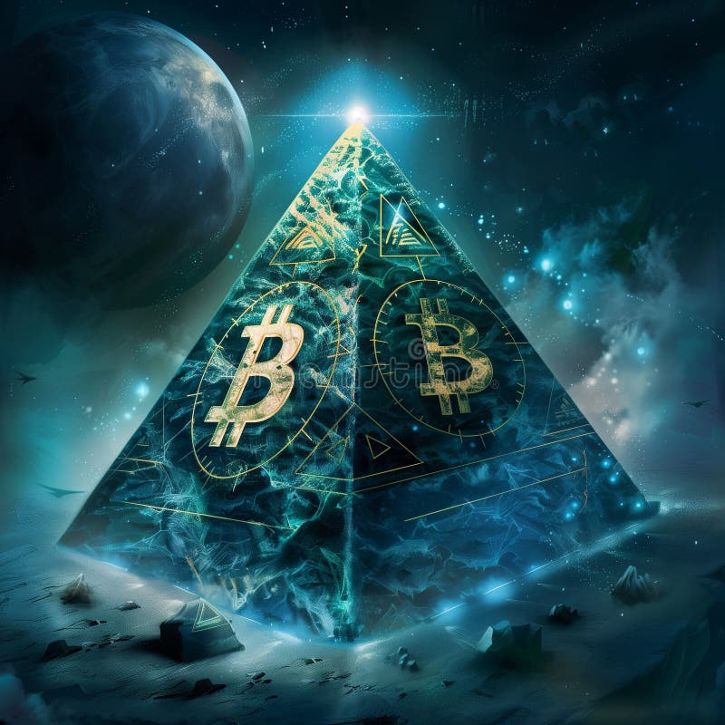 Philosophers Stone Pyramid Shape with Bitcoin Symbol. by Generative Ai ...