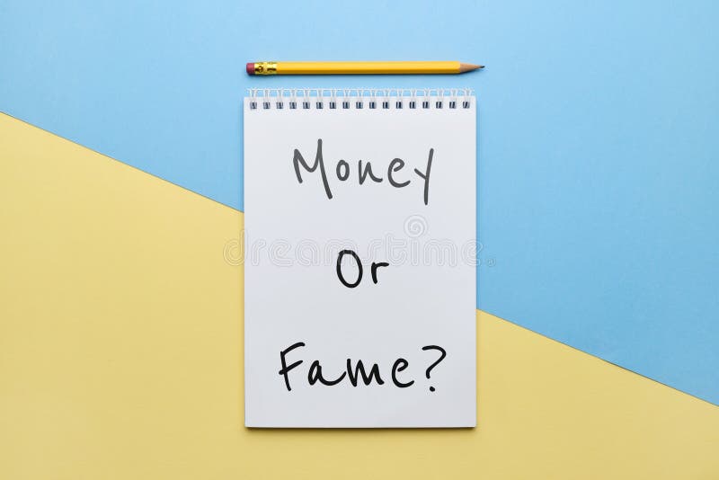 Money Vs Fame Opposite Arrows Concept. Stock Photo - Image of goal ...