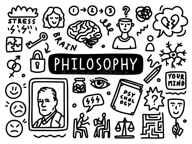 Philosophy Doodle Line Set School University. Outline Subject Stock ...