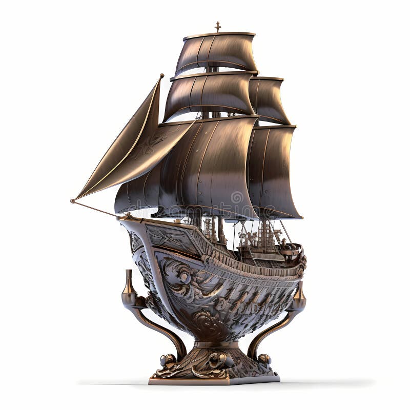 Phinisi Ship Trophy. Generative AI Stock Illustration - Illustration of ...