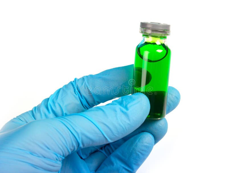 Phiole Mit Einem Impfstoff Oder Einer Heilung Für Das Halten Von Blauen ...