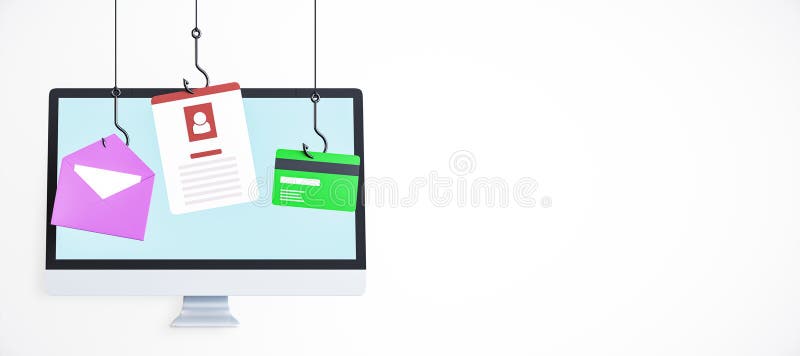 Phishing Attack Concept on a Computer Screen with Hooks and Personal ...