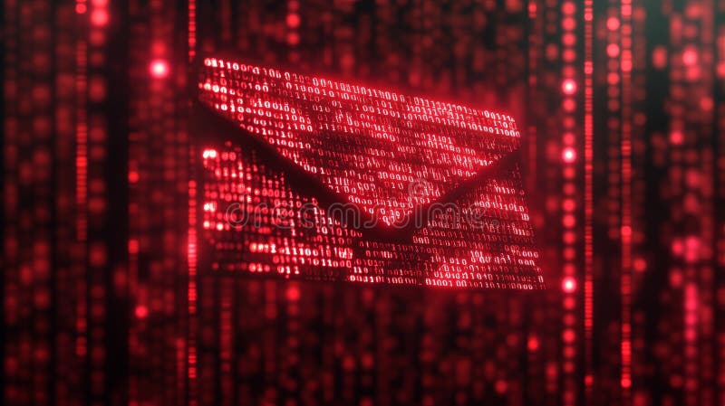 Phishing Attack Concept with Digital Envelope on Binary Background ...