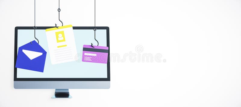 Phishing Attack Concept with Envelopes, ID Card, and Credit Card ...