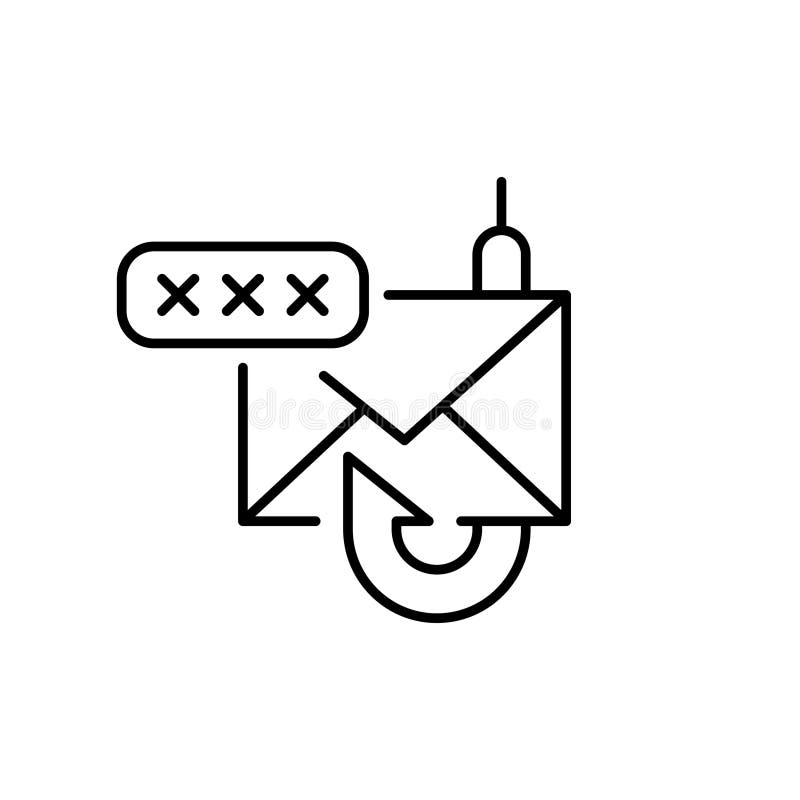 Phishing Attack Icon Featuring Email, Hook and Password. Scam E-mail ...