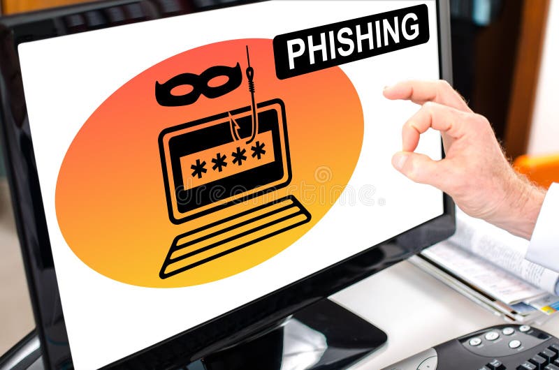 Phishing Concept on a Computer Monitor Stock Image - Image of risk ...