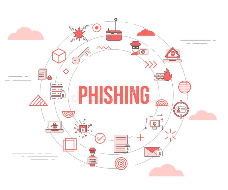 Phishing Concept with Icon Set Template Banner and Circle Round Shape ...