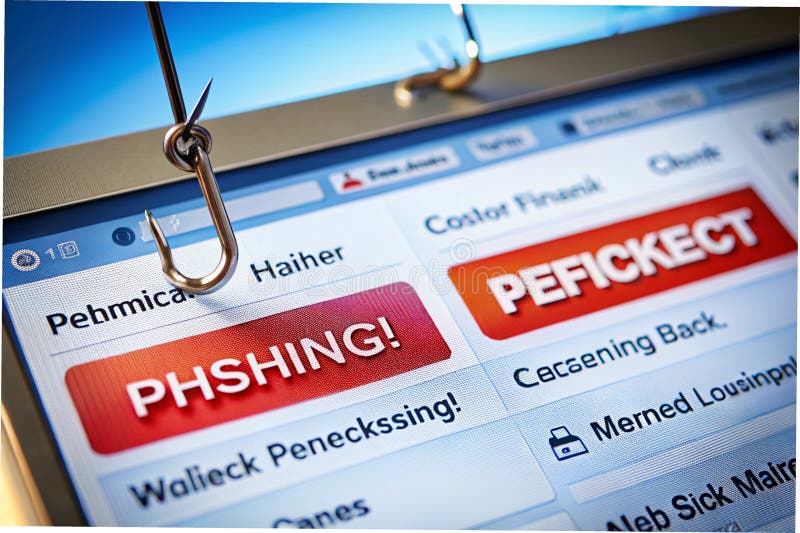 Phishing Email Attack Showing an Email with a Bait and a Suspicious Red Flag Stock Illustration ...
