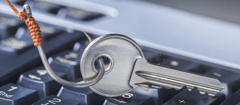 Phishing, Hacking Personal Data and Money , Key and Hook on Computer ...