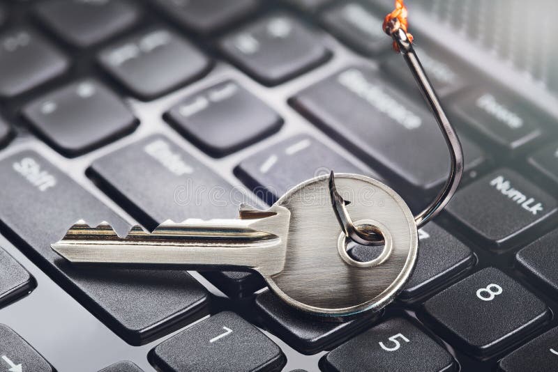 Phishing, Hacking Personal Data and Money , Key and Hook on Computer ...