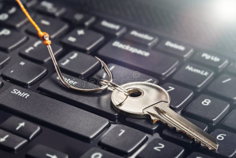 Phishing, Hacking Personal Data and Money , Key and Hook on Computer ...