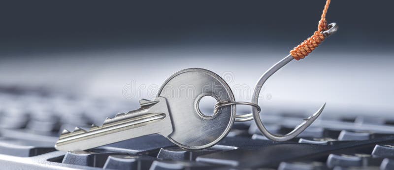 Phishing, Hacking Personal Data and Money , Key and Hook on Computer ...