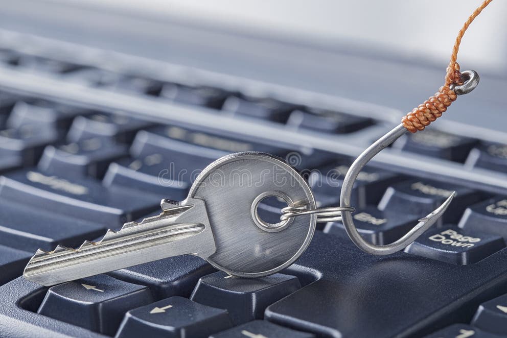 Phishing, Hacking Personal Data and Money , Key and Hook on Computer Keyboard Stock Photo ...