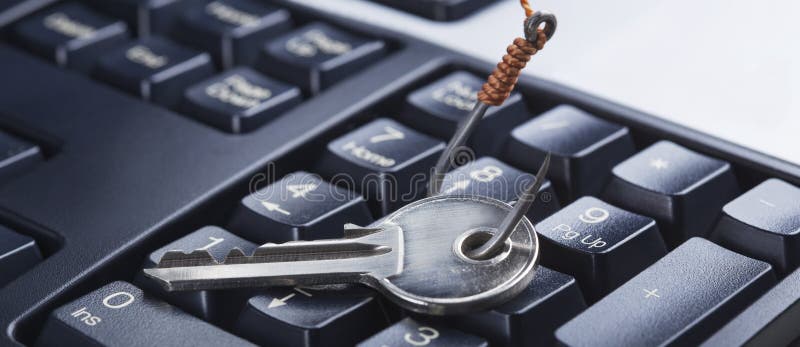 Phishing, Hacking Personal Data and Money , Key and Hook on Computer ...