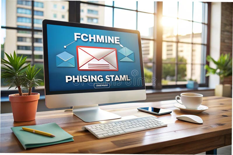 Phishing Scam Concept with a Computer Screen Showing a Fraudulent Email ...