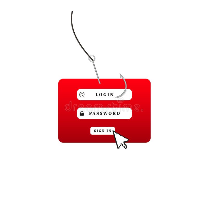 Phishing Threat Online: Hook, Login Form, Password, Security, Cyber Attack Concept Stock ...