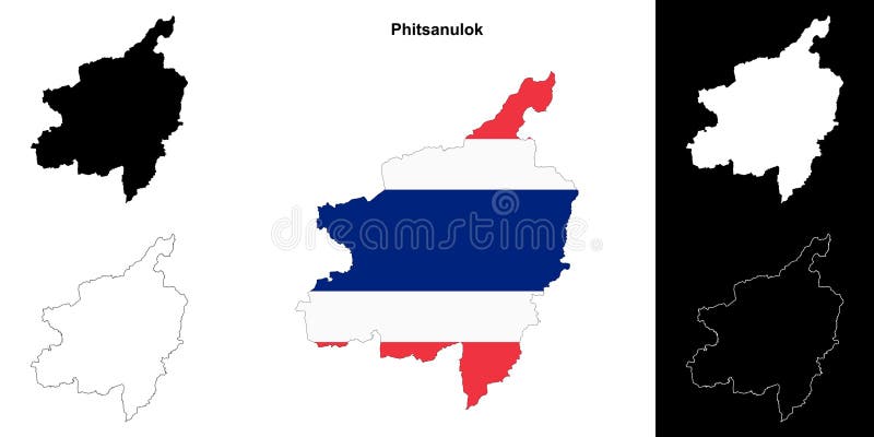 Phitsanulok outline map stock vector. Illustration of contour - 323683093