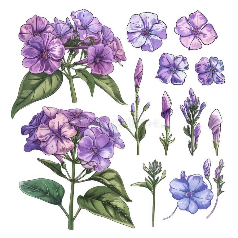 Phlox Paniculata Set. Perfect for Your Design Projects Stock ...