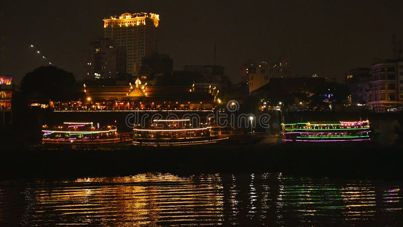 Phnom Penh Riverfront Night Lights - Cambodia Editorial Photo - Image ...