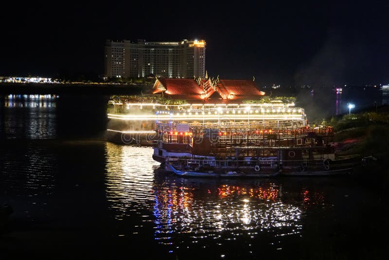 Phnom Penh Riverside at Night, Cambodia Stock Image - Image of asia ...