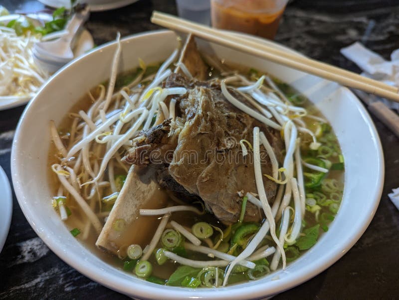 Pho beef rib stock image. Image of meat, soup, dish - 255751153
