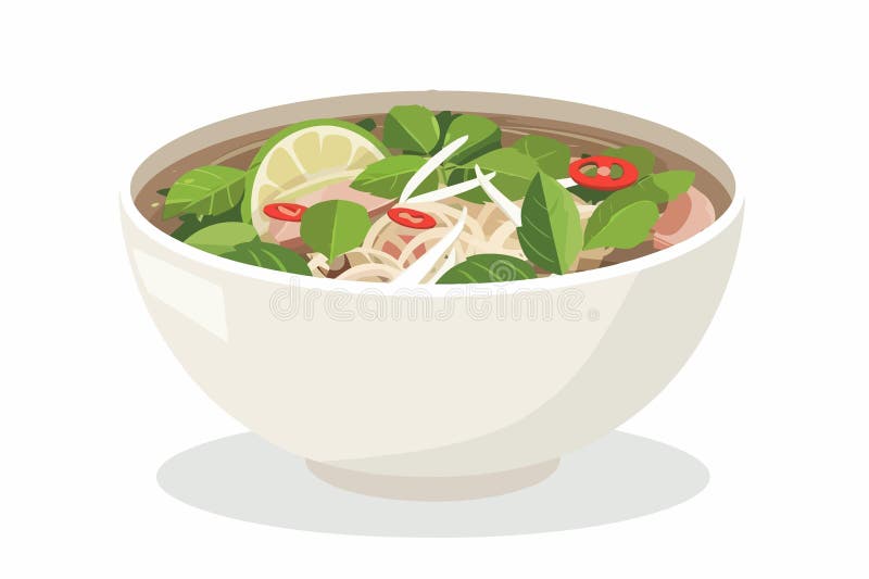 Pho Bo Soup Isolated Vector Style Stock Vector - Illustration of ...