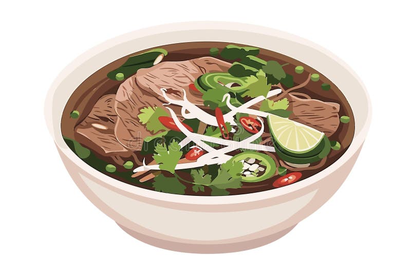 Pho Bo Soup Isolated Vector Style Stock Vector - Illustration of ...